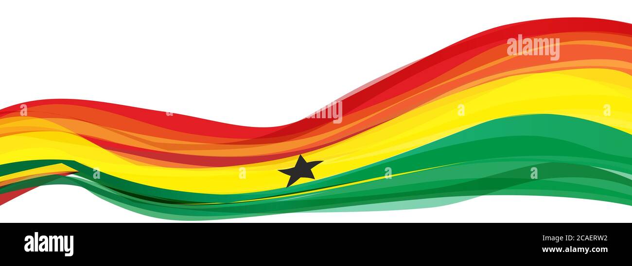 Flag of Ghana, red yellow green with a black five-pointed star Flag of ...