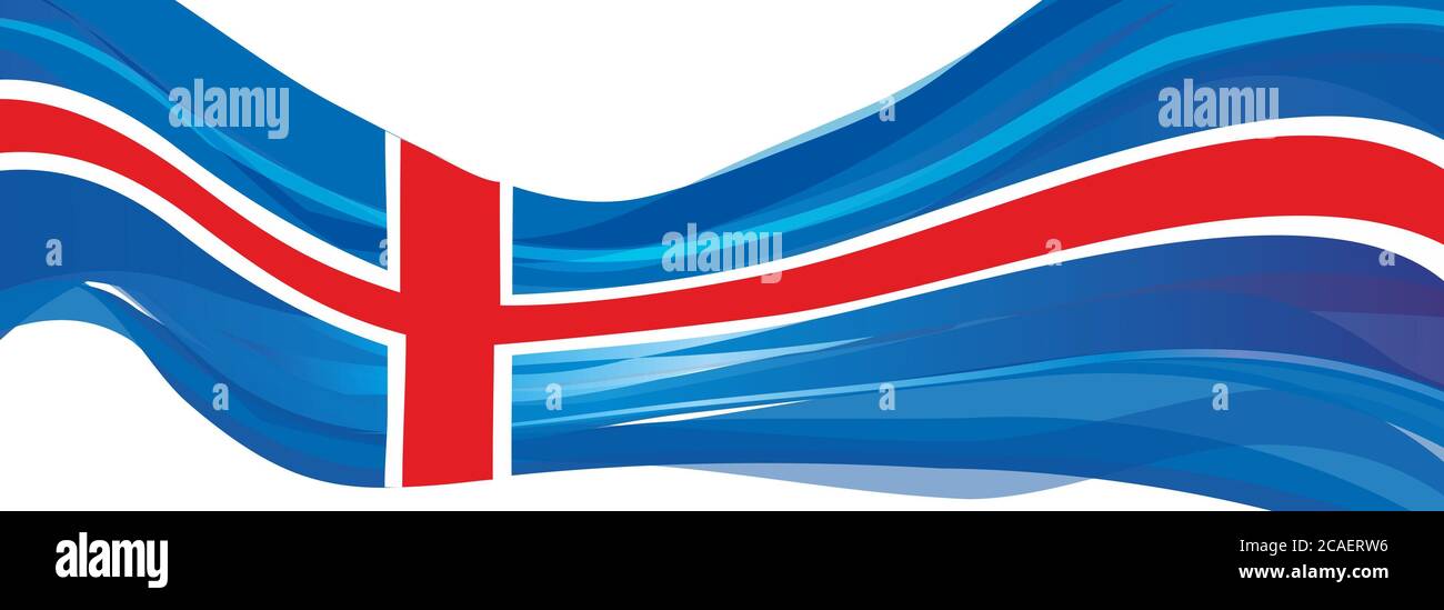 Flag of Iceland, blue with white and red cross Flag of the Republic of ...