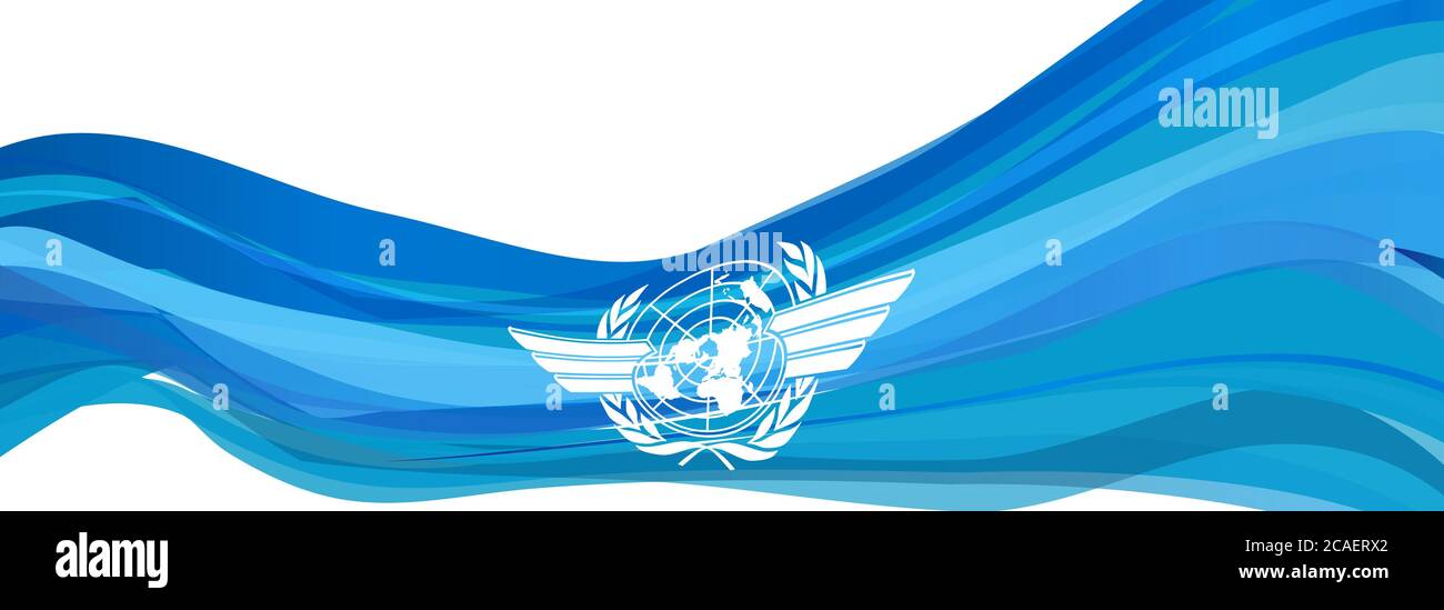 ICAO flag, light blue flag with the logo of the International civil ...