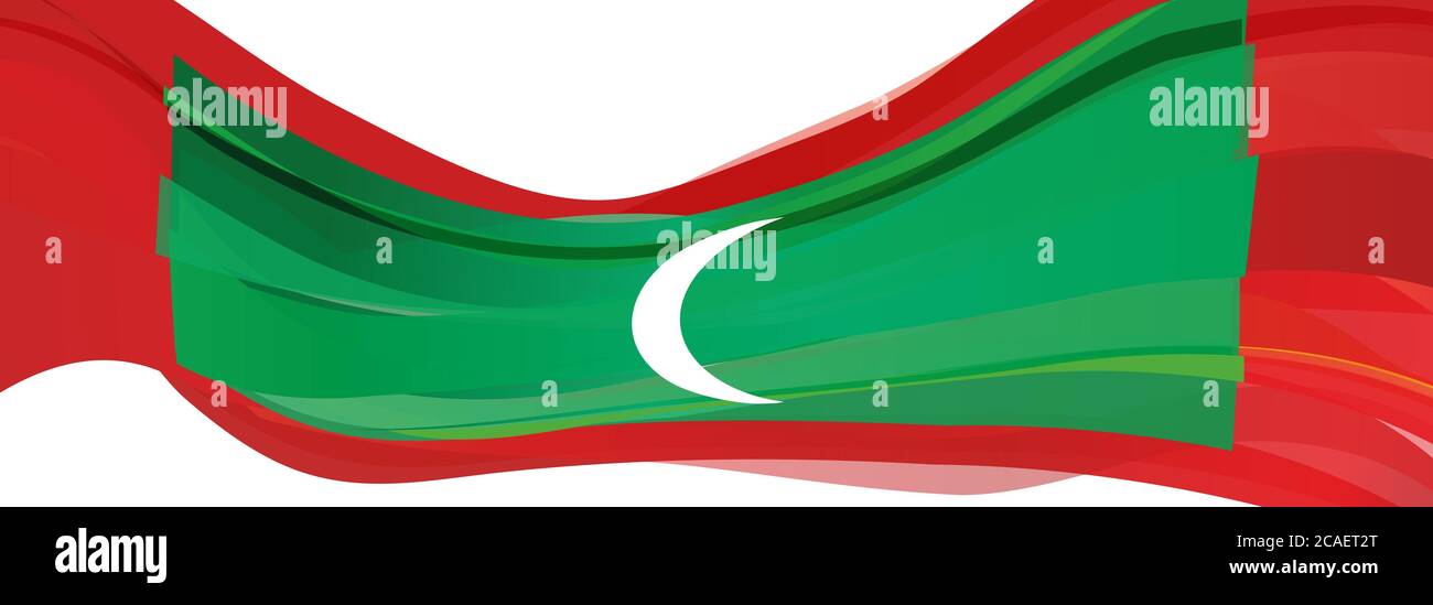Flag of the Maldives, red green with white Crescent Flag of the ...