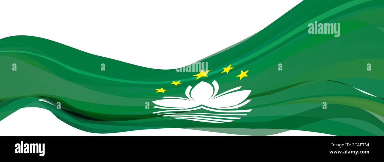 Flag of Macau, green flag of the Chinese city Macau Stock Photo - Alamy
