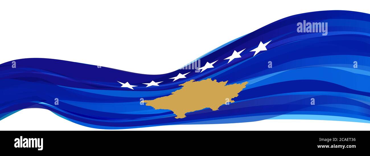 Flag of Kosovo, blue flag of the unrecognized state of the Republic of ...