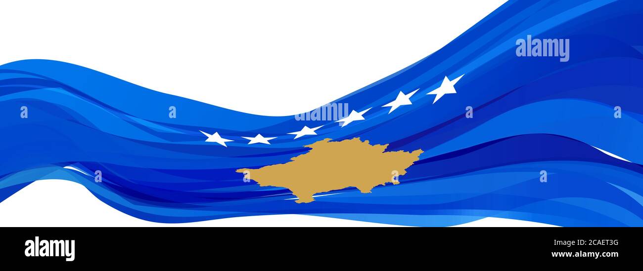 Flag of Kosovo, blue flag of the unrecognized state of the Republic of ...