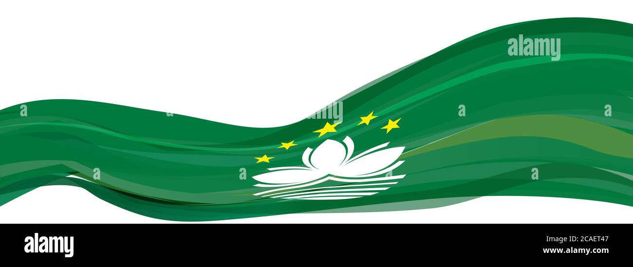 Flag of Macau, green flag of the Chinese city Macau Stock Photo - Alamy