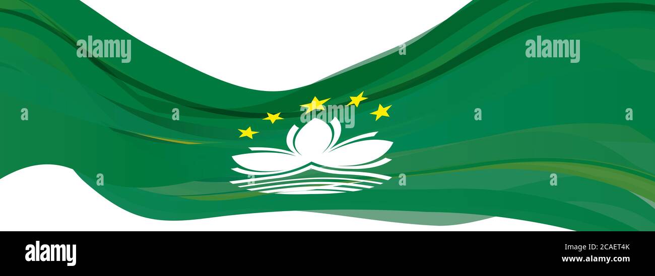 Flag of Macau, green flag of the Chinese city Macau Stock Photo - Alamy