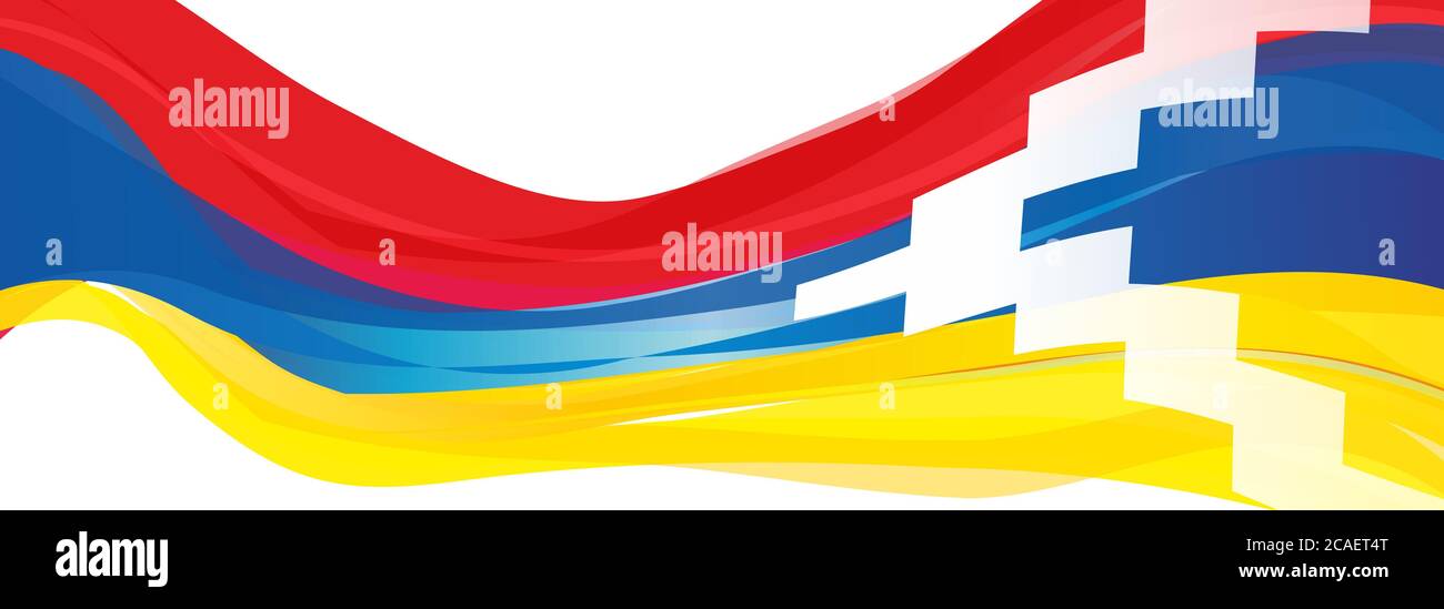 Flag of the Nagorno-Karabakh Republic, red, blue, yellow, white ...