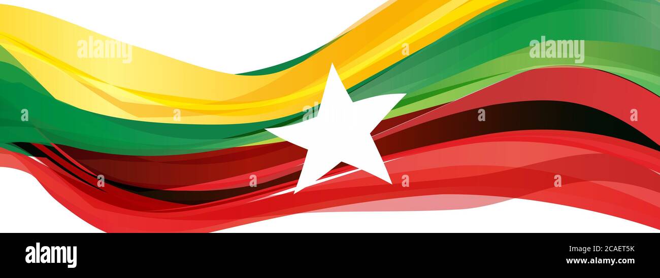 Flag of Myanmar, yellow green red with a white five-pointed star flag ...