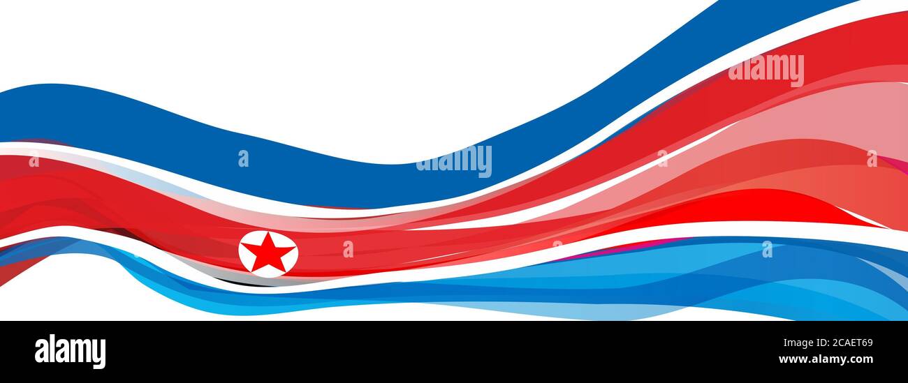 Flag of North Korea, blue with a red five-pointed star in a white ...