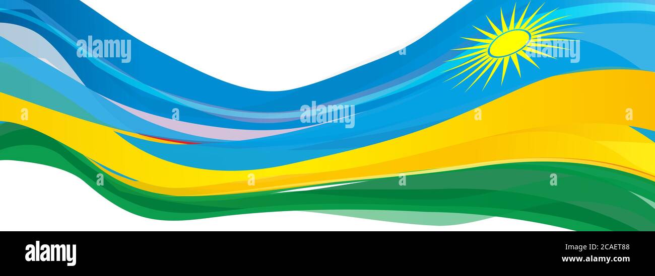 Flag of Rwanda, light blue yellow green with the sun Flag of the ...