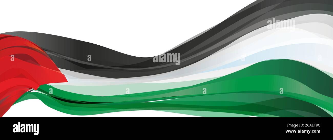 black white green with a red triangle flag Palestine Stock Photo - Alamy