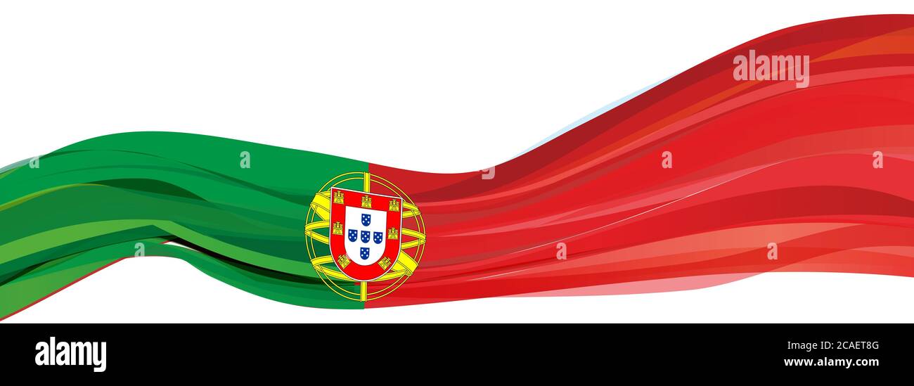 Flag of Portugal, green red flag with the emblem of the Republic of ...