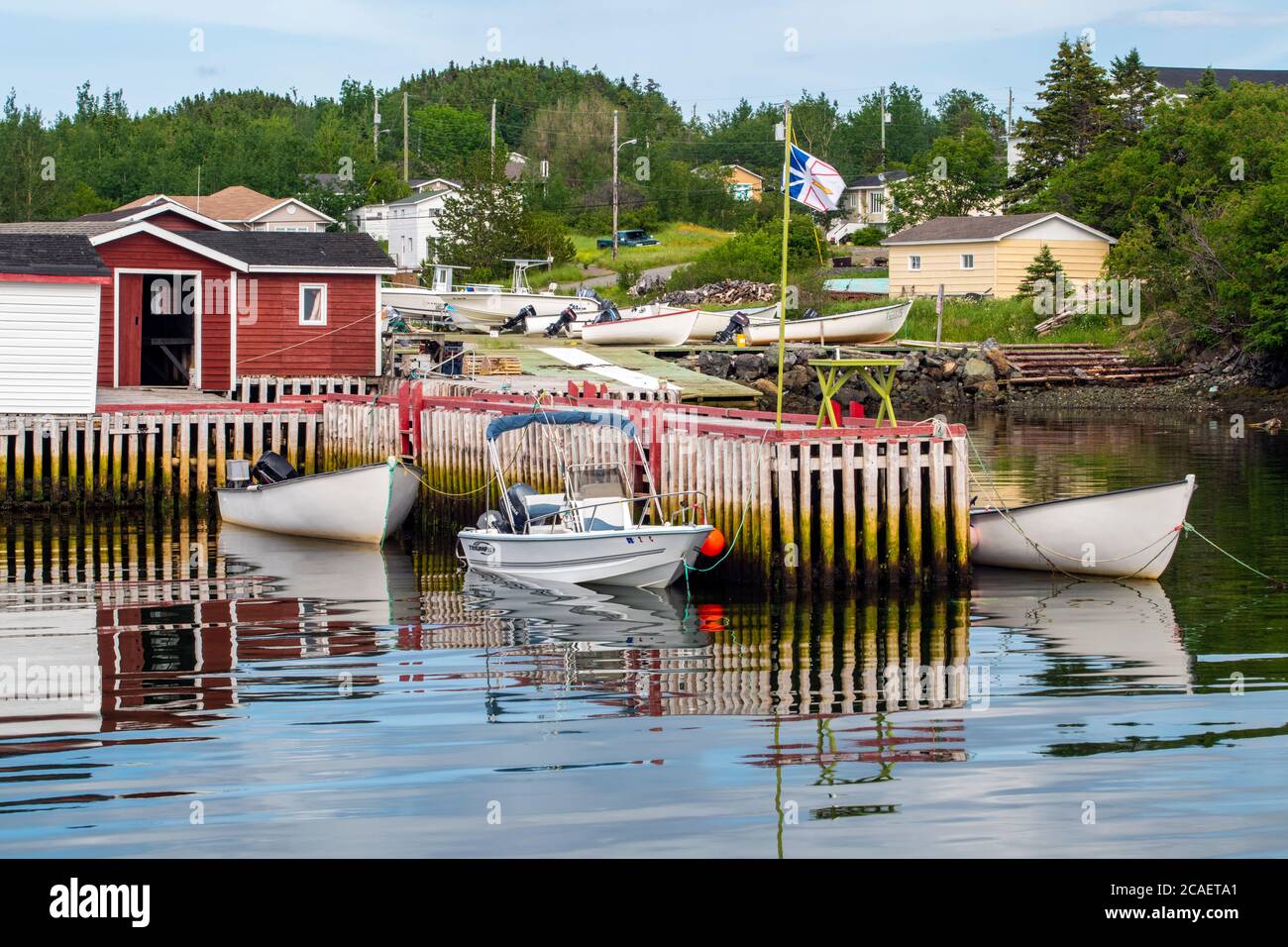 Harbour reflections in Jim's Cove, Triton, Newfoundland and Labrador NL ...