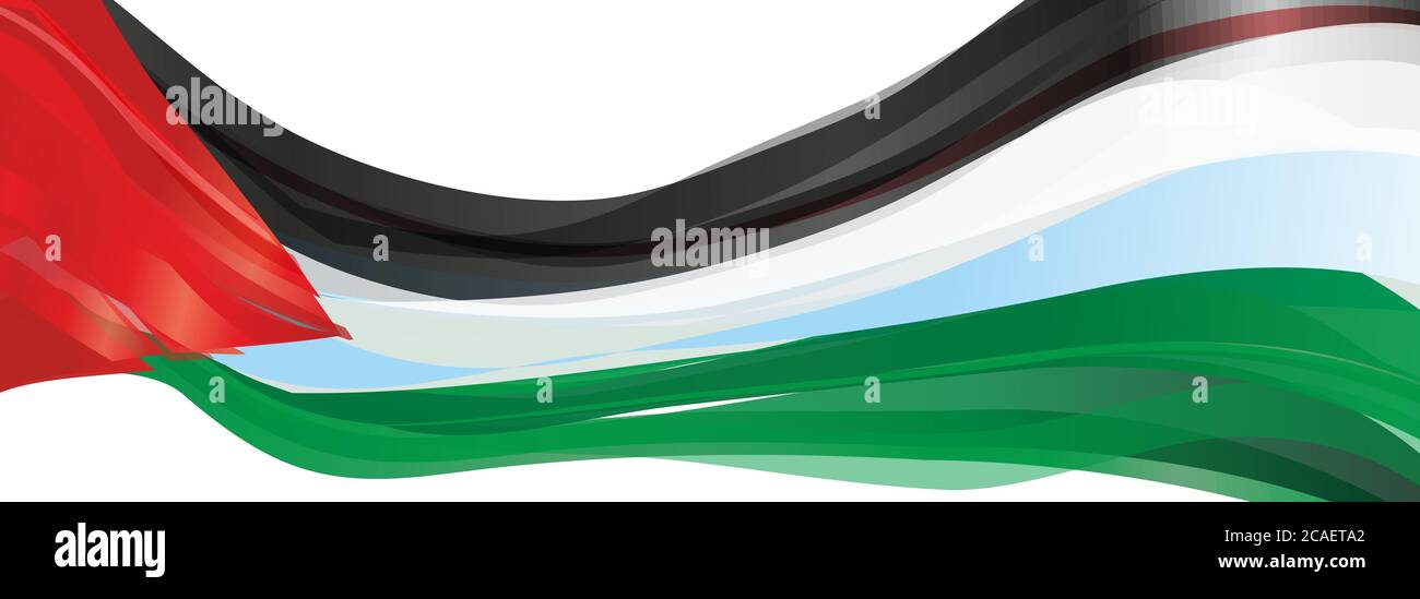 black white green with a red triangle flag Palestine Stock Photo - Alamy