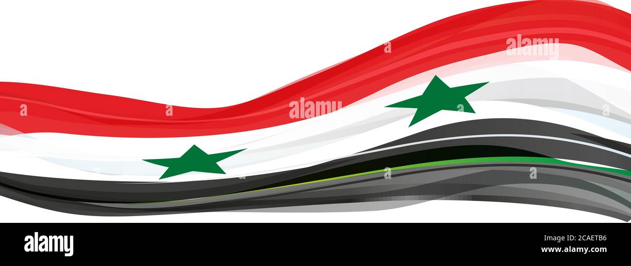 Flag of Syria, red white black with green stars on the Flag of the ...