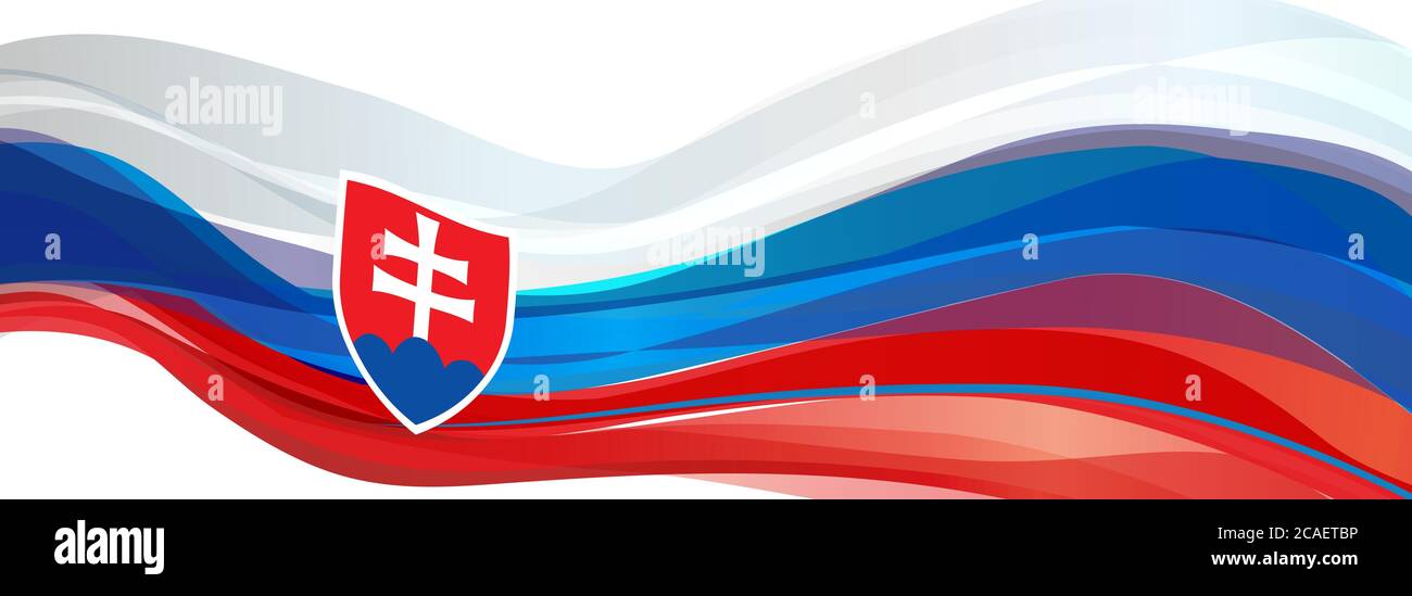 Flag of Slovakia, white blue red with the emblem of the Flag of the ...