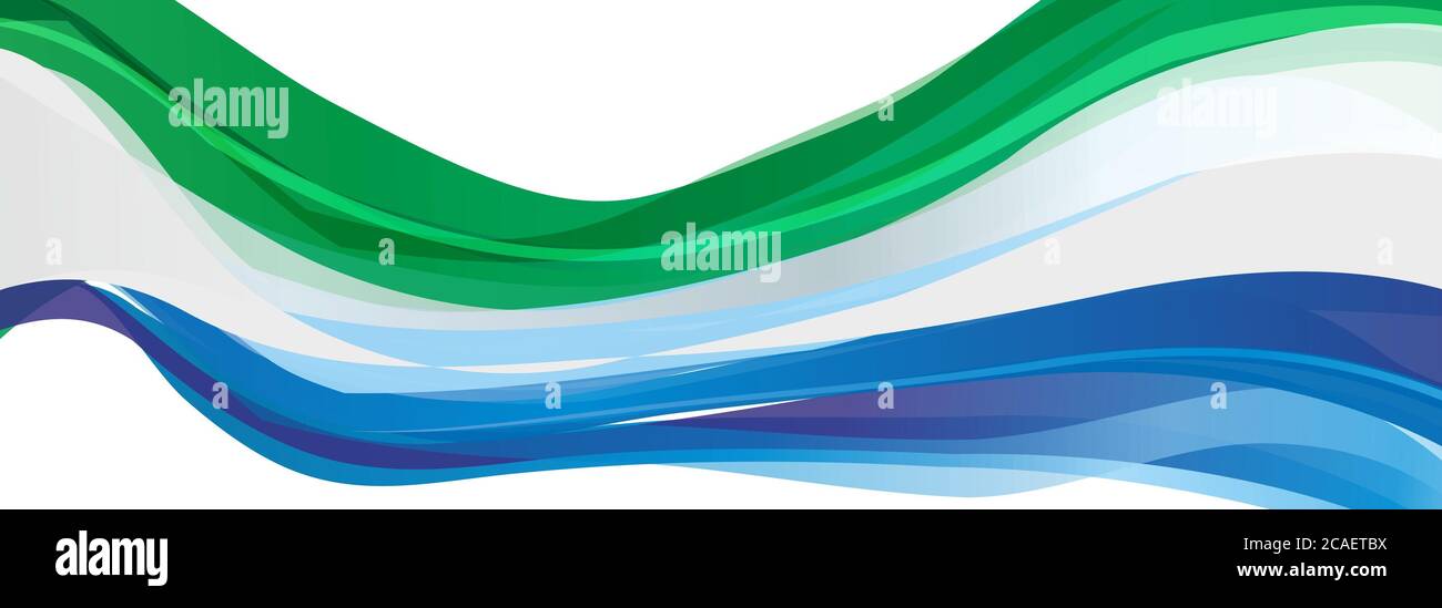 Flag of Sierra Leone, green white blue flag African state of Sierra ...