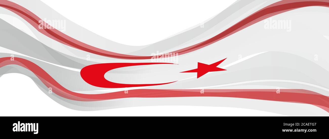 Flag of Northern Cyprus, white flag with red Crescent and star of the ...