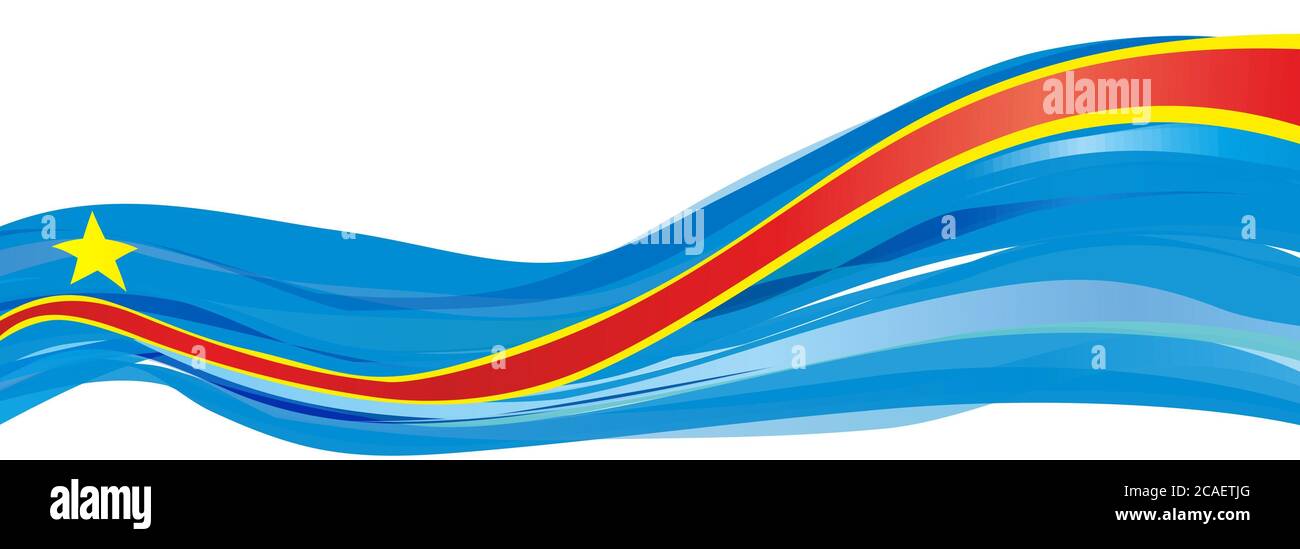Flag of the Democratic Republic of the Congo, blue with red and yellow ...