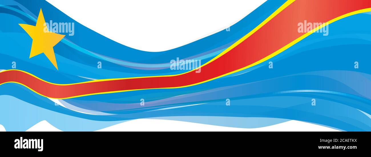 Flag of the Democratic Republic of the Congo, blue with red and yellow ...