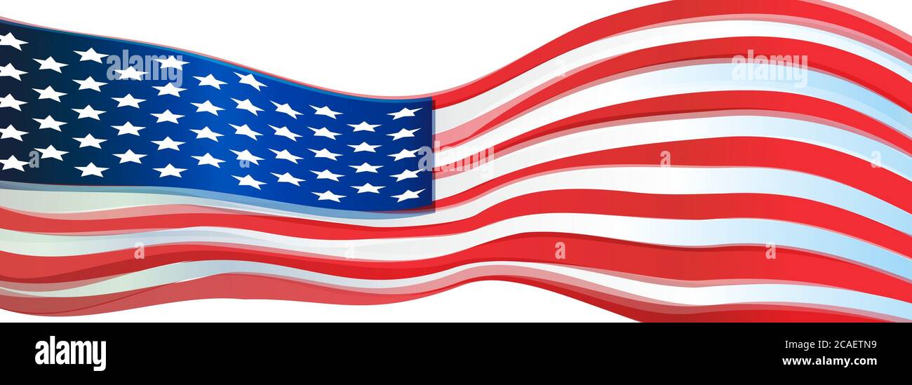 Flag of the United States, red white striped with blue rectangle and ...