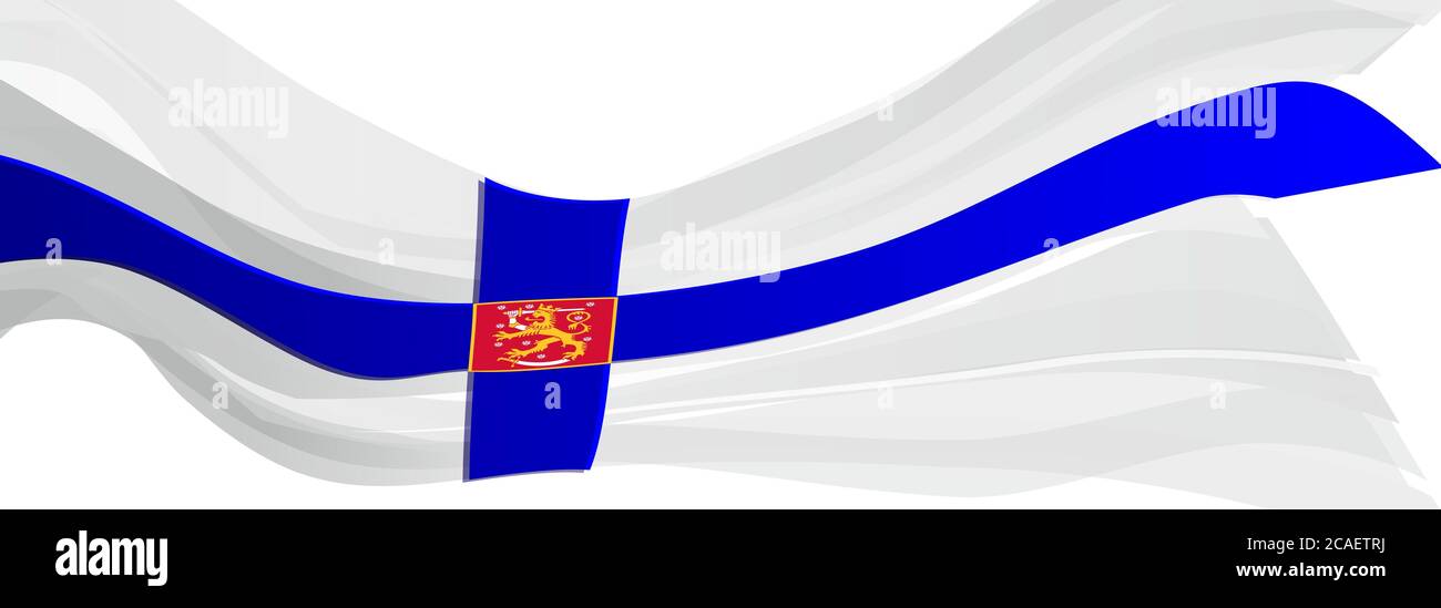 Flag of Finland, Republic of Finland. Bright, colorful illustration ...