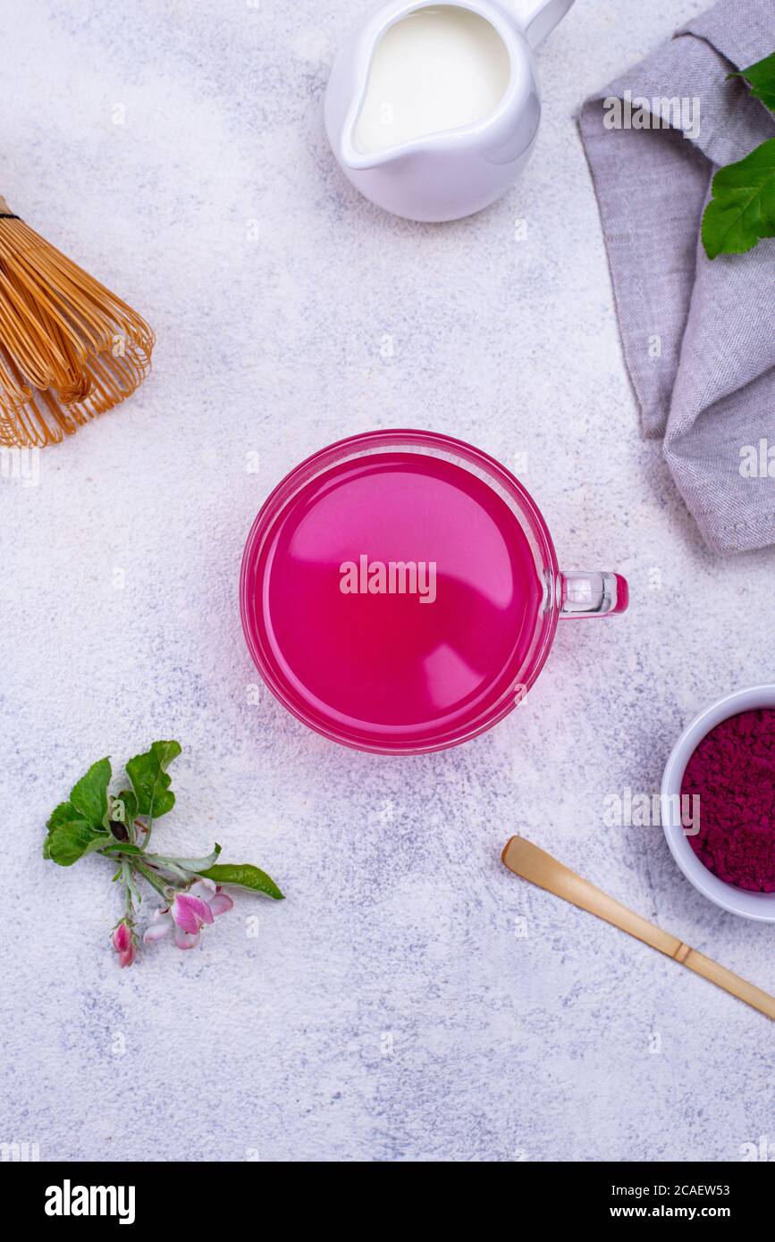Pink matcha tea from dragon fruit Stock Photo - Alamy