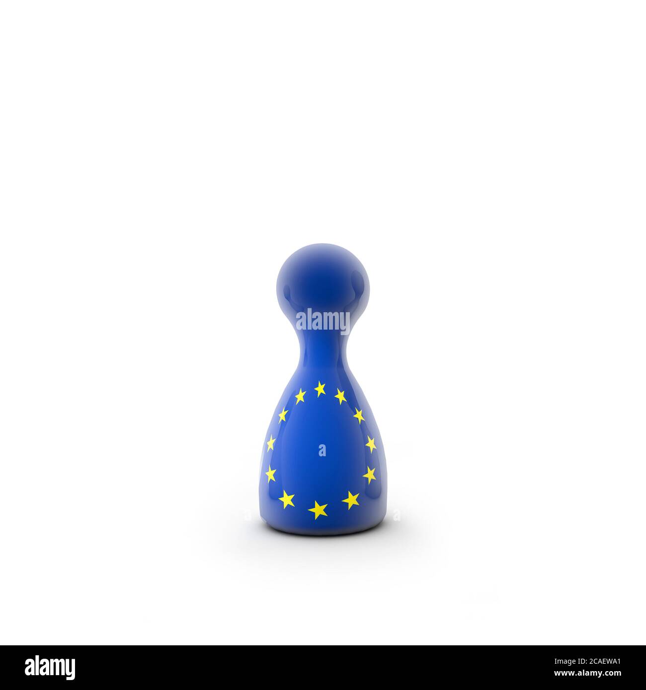 3D rendering illustration of a blue pawn with the flag of Europen Union ...