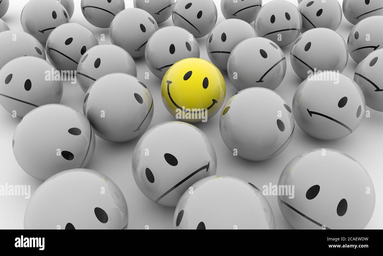 One Sad Smiley Face Oblique Unique® 180 Gelbe Smiley Face Sticker ø