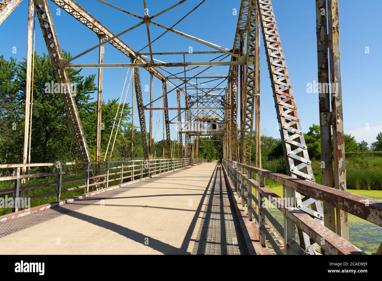 Old swing bridge along the Centennial Trail. Romeoville, Illinois, USA ...