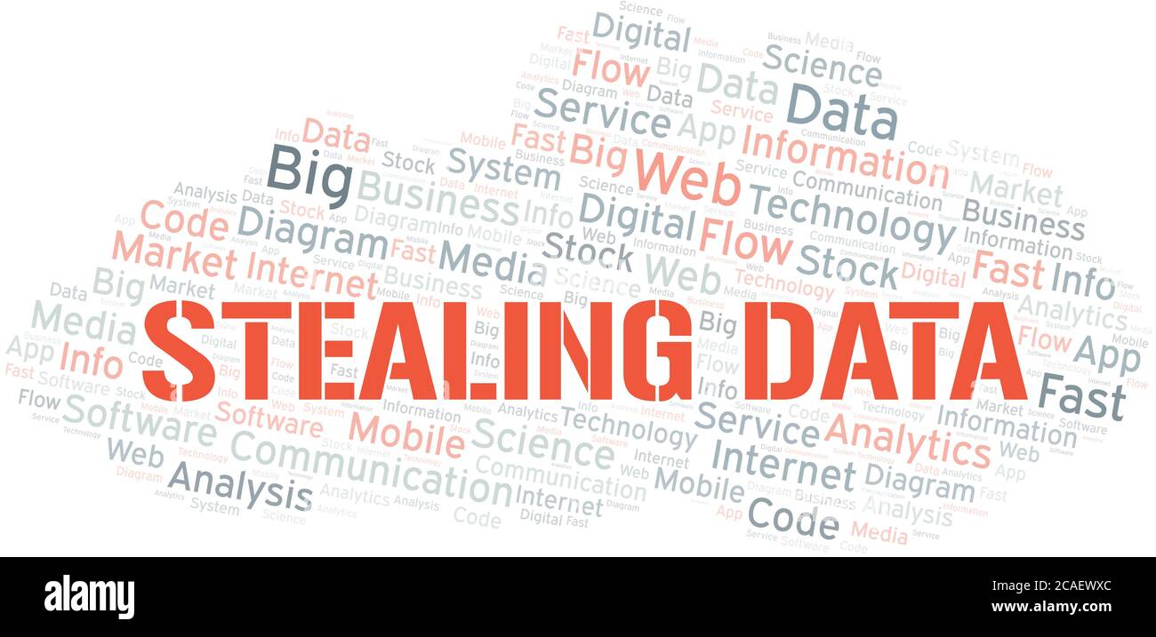 Stealing Data vector word cloud, made with the text only Stock Vector ...