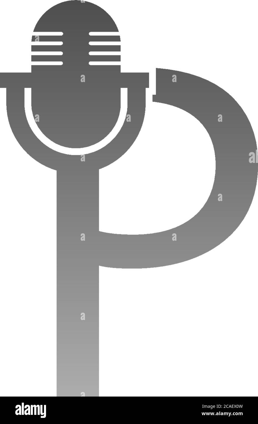 Podcast, mic font, letter design concept illustration Stock Vector ...