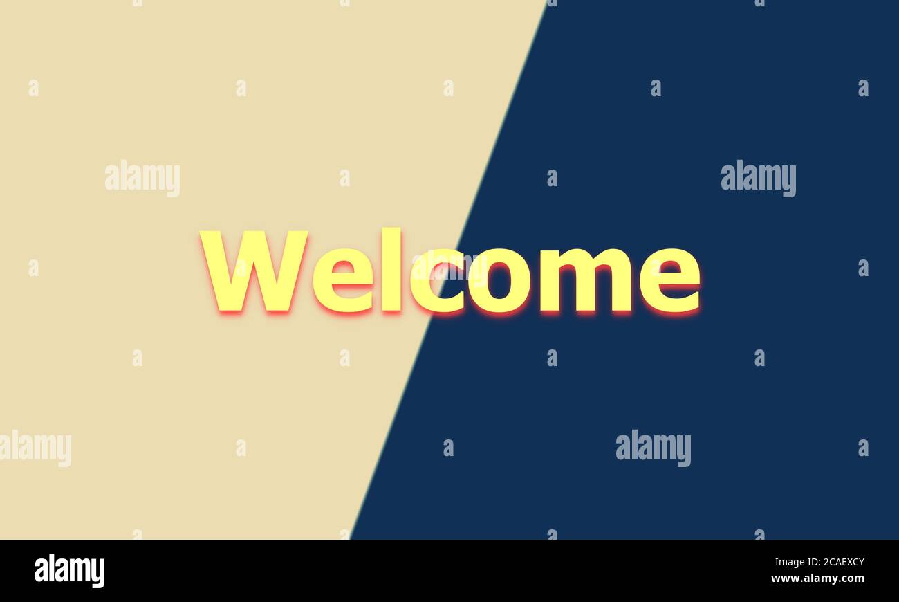 Beige and blue background and WELCOME text Stock Photo - Alamy