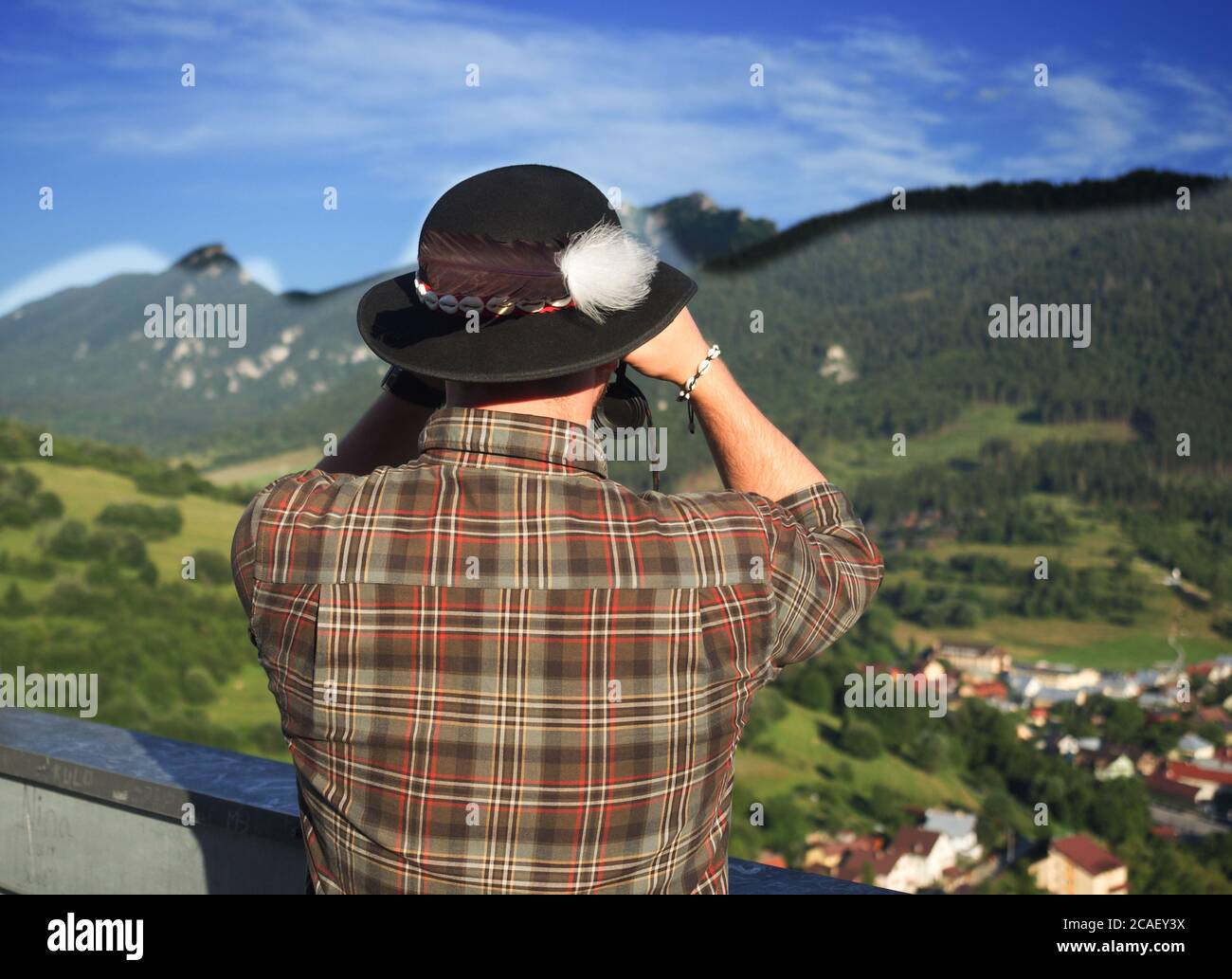Terchova, Slovakia - 08/01/2020: Caucasian man in traditional goral hat ...