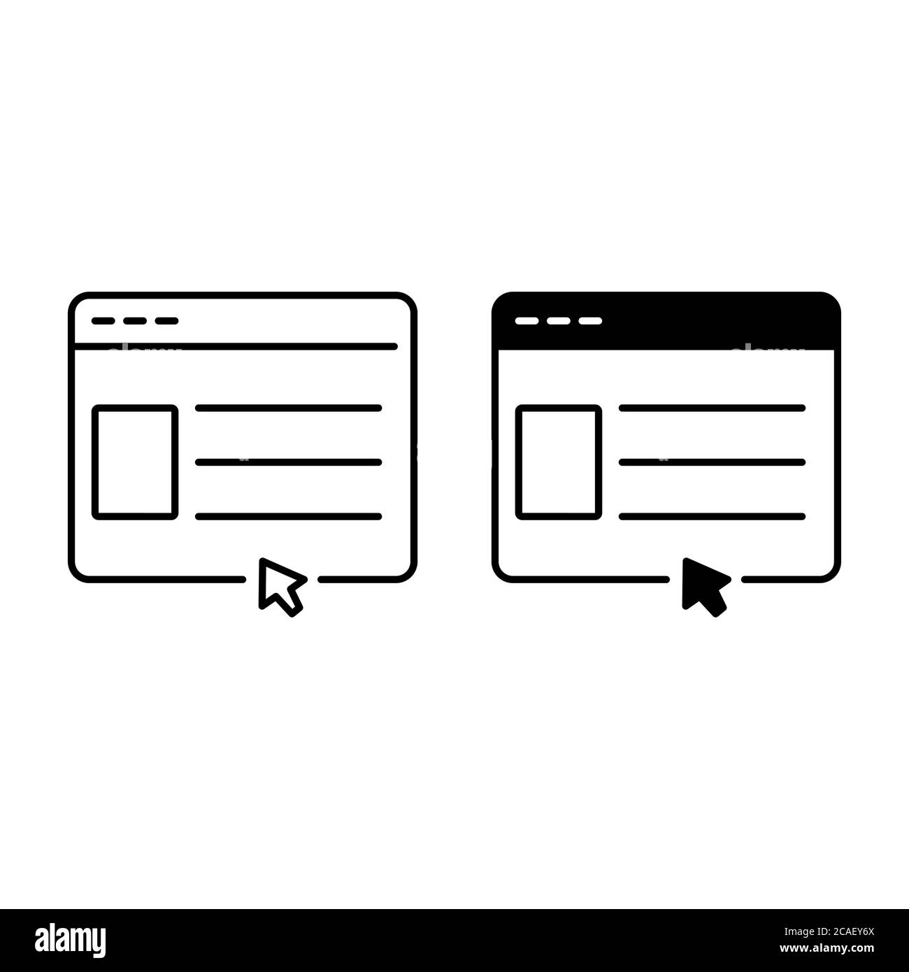 Browser tab and pointer outline and glyph icons Stock Vector Image ...