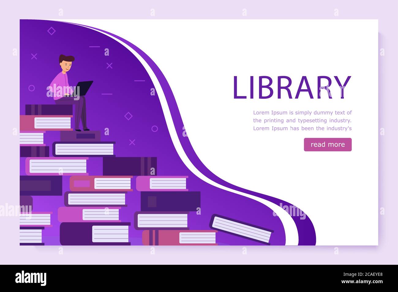 Landing page template. Library Online. a large pile of books on them ...