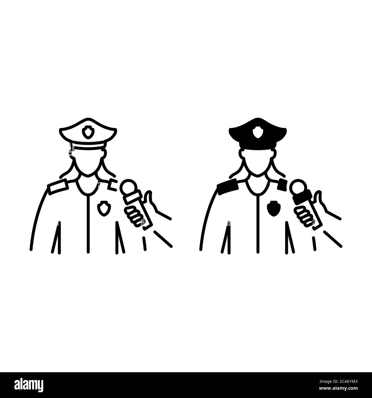 Female policeman interview outline and glyph icons Stock Vector Image ...