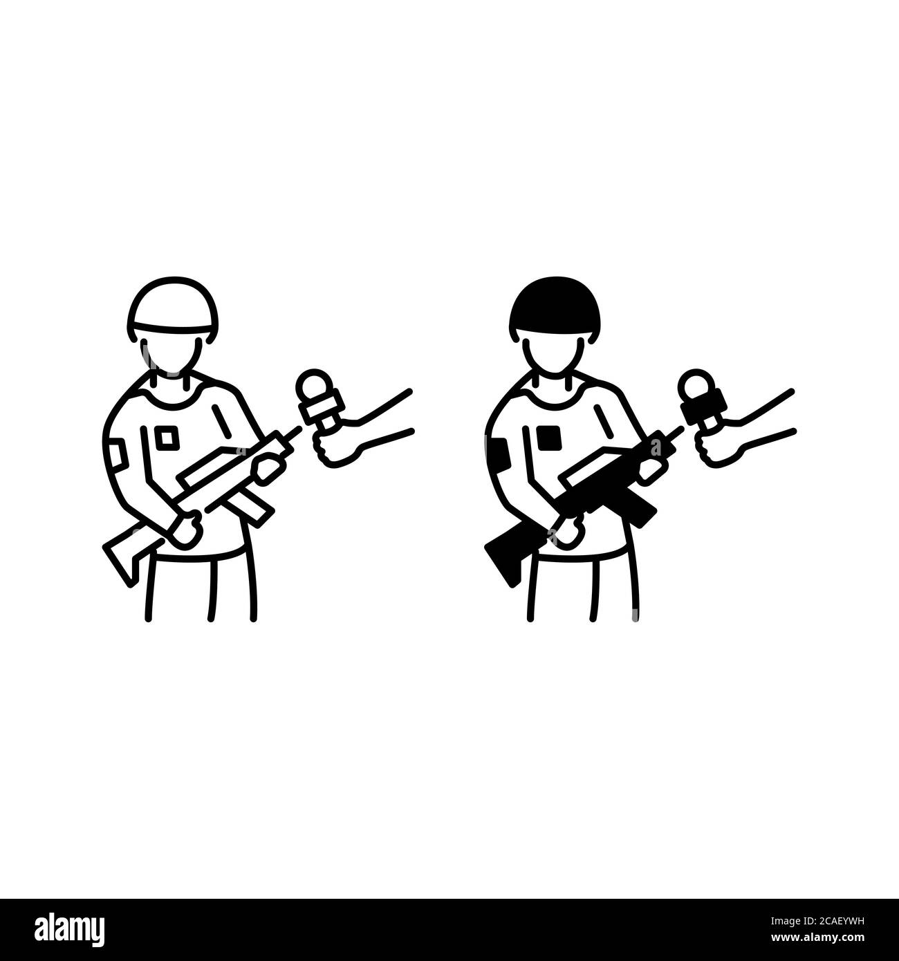 Male military interview outline and glyph icons Stock Vector Image ...
