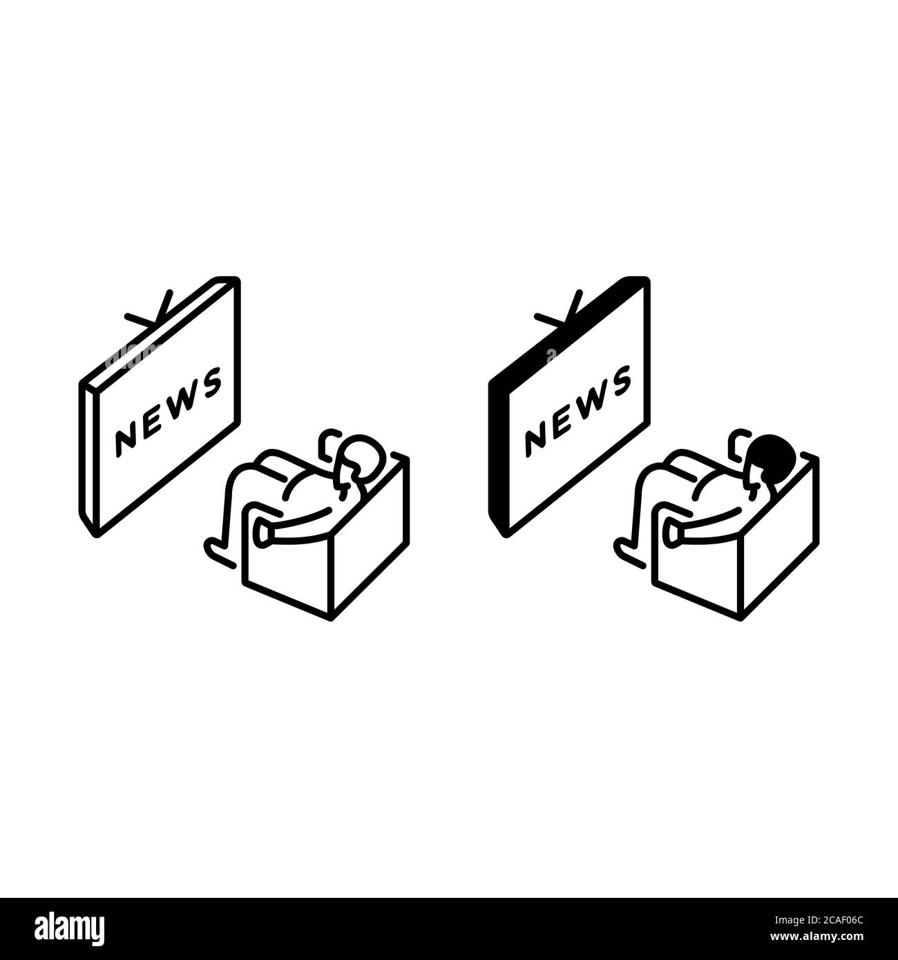 Man watching news outline and glyph icons Stock Vector Image & Art - Alamy