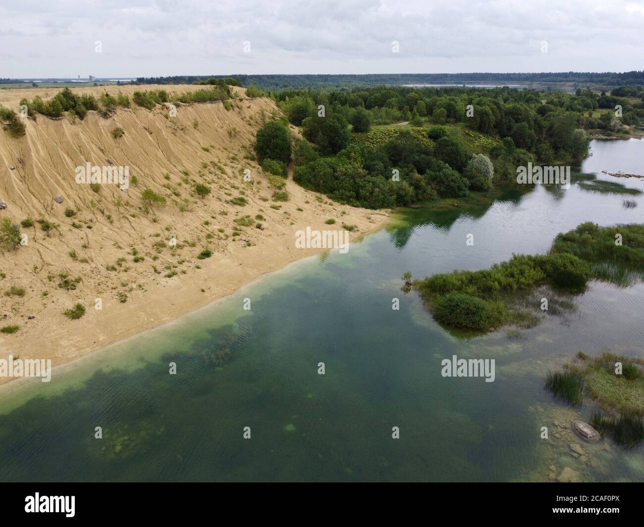 Old flooded sand pit aerial photo Stock Photo - Alamy