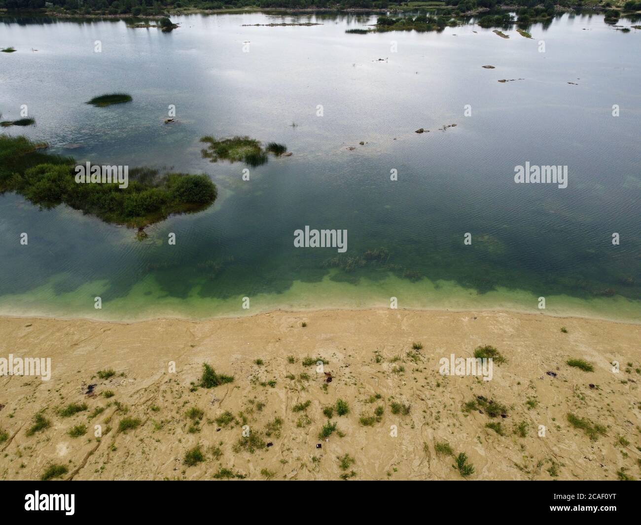 Old flooded sand pit aerial photo Stock Photo - Alamy