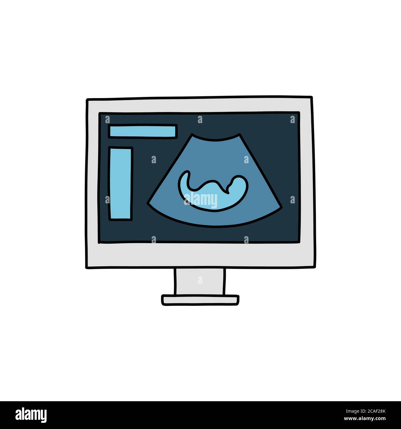 Fetal Ultrasound Doodle Icon Vector Color Illustration Stock Vector