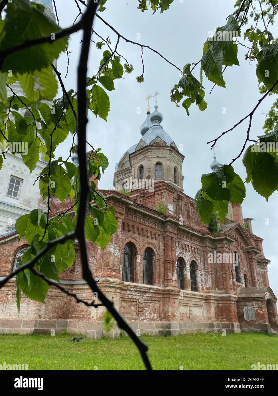 Facade of old brick church tower. Chapel, architecture Stock Photo - Alamy