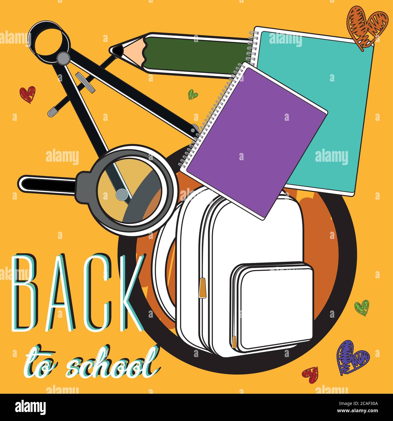 Back to school poster with school supplies - Vector Stock Vector Image ...