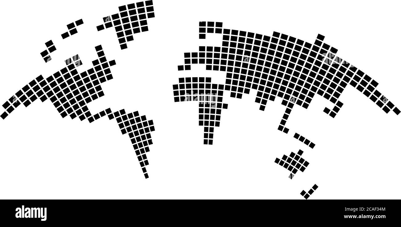 Pixelized map of World bulging on white background Stock Vector Image ...