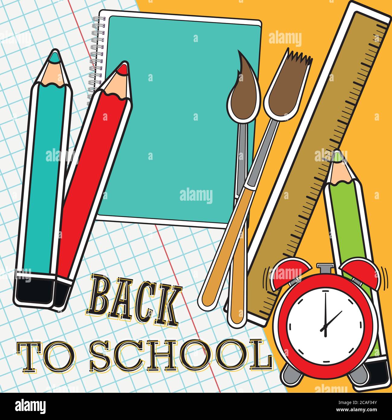 Back to school poster with school supplies - Vector Stock Vector Image ...