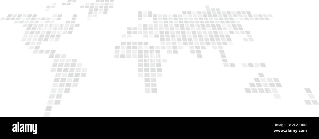 Pixelized map of World. Front perspective. Black vector map Stock ...