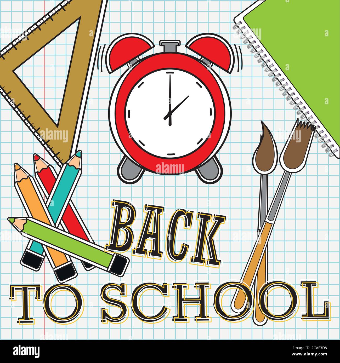Back to school poster with school supplies - Vector Stock Vector Image ...