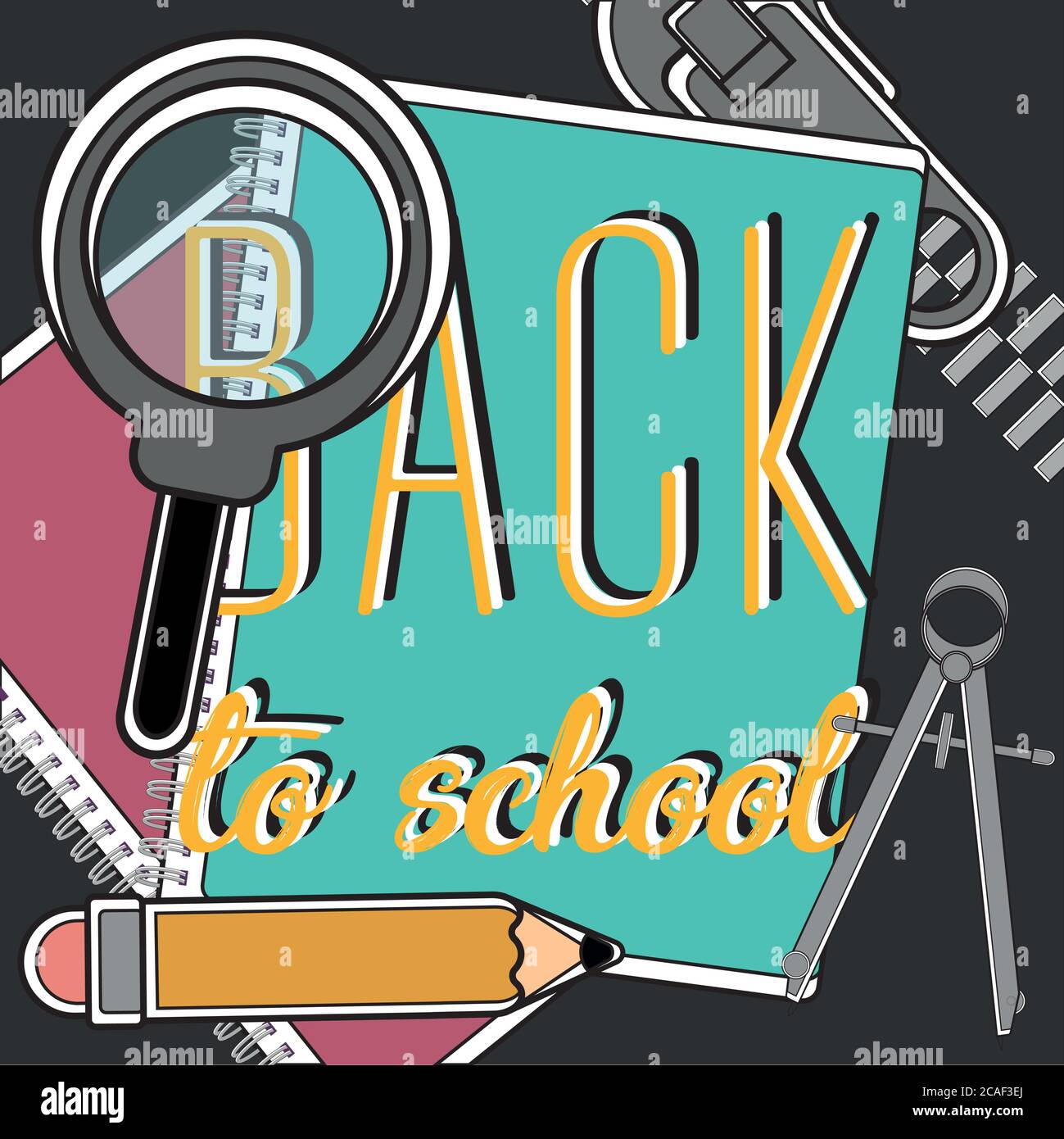 Back to school poster with school supplies - Vector Stock Vector Image ...
