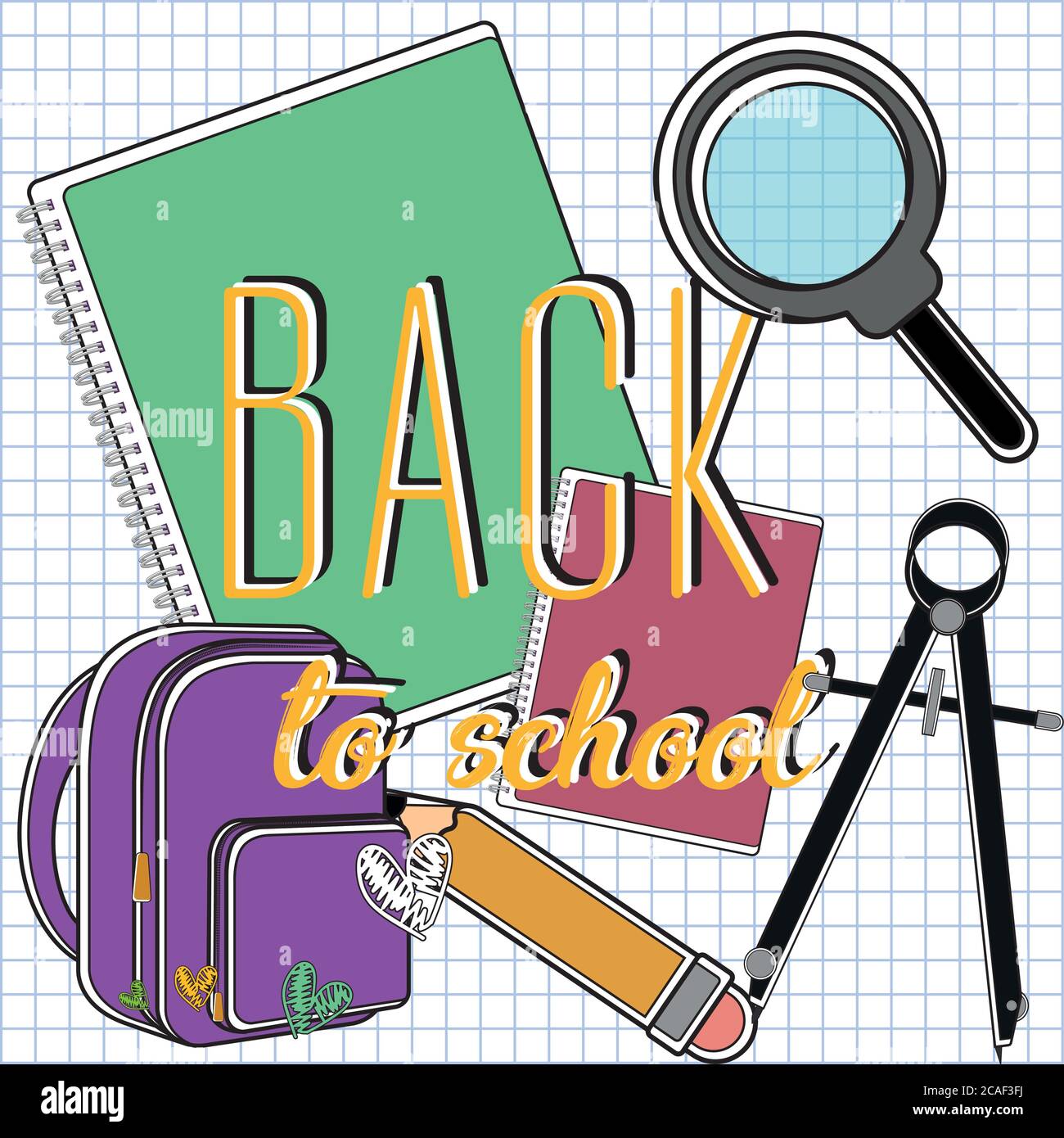 Back to school poster with school supplies - Vector Stock Vector Image ...