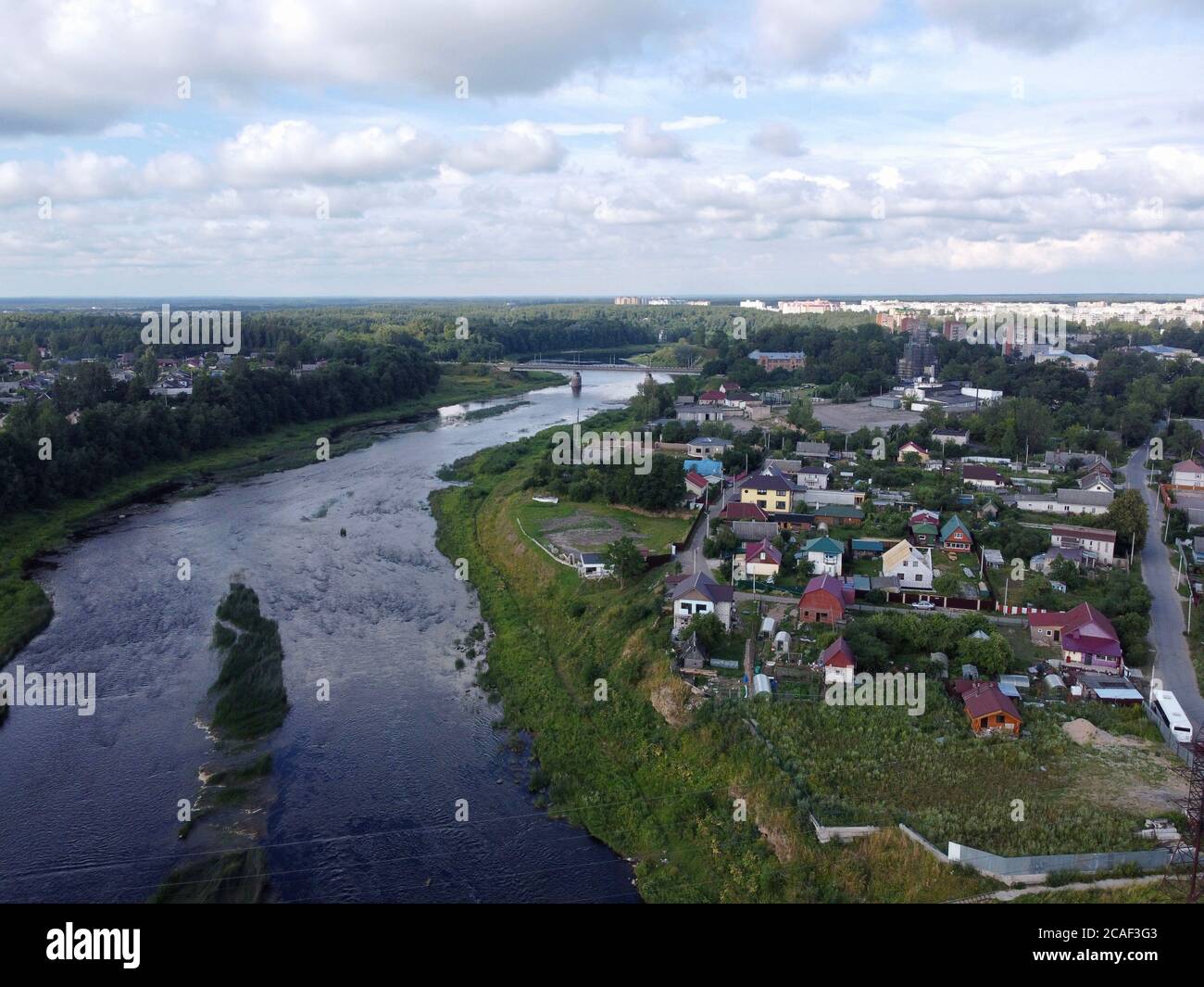 top view, river flows, aerial photography Stock Photo - Alamy
